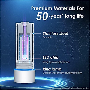 Waterdrop 10UBW-UF 0.01 μm Ultra Filtration Under Sink Water Filter System and LED UV͎ Ultrąviolët Water Sterilizër Filter for Kitchen, Mercury-Free, FCC Certified, Stainless Steel, 50 Years Life Time