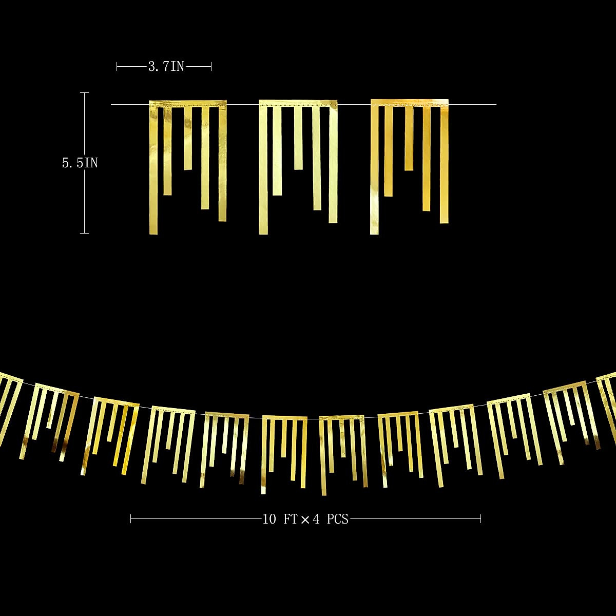 40Ft Gold Tassel Banner Pennant Bunting Double Sided Gold Metallic Paper Garland Streamer for Birthday Engagement Bachelorette Wedding Bridal Shower Anniversary Graduation Party Decorations Supplies