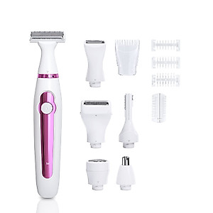 Electric Razor for Women,Painless 6 in 1 Womens Electric Face shavers for Body Hair Removal,depilacion for Brow,Nose,Legs,Underarms Bikini Area,Wet&Dry,Detachable Head Rechargeable pubic Hair Trimmer