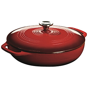 Lodge EC7D43 Enameled Cast Iron Dutch Oven, 7.5-Quart, Island Spice Red & EC3CC43 Enameled Cast Iron Covered Casserole, 3-Quart, Island Spice Red