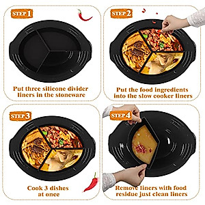 Slow Cooker Divider Liner Fit Crockpot 7-8 Quart,Reusable Silicone Liners for 7-8 QT Oval Crock Pots,Food-Grade Cooking Dividers Inserts,Eco-Friendly Alternative to Disposable Liners - Black