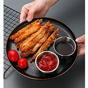 Salad Dressing Condiment Container To Go,Stainless steel Small Food Containers With Silicone Lids, Leakproof and Reusable Dipping Sauce Cups Fits in Bento Box for Picnic Travel Office, 6x1.6oz