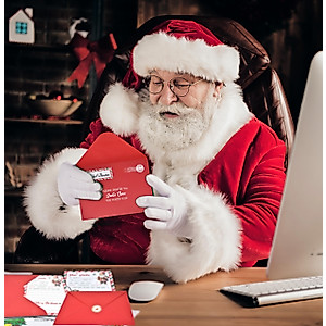 12 Christmas Official Letter To Santa Writing Kit Stationary Paper Sheets with Red Envelopes Address & Seal Stickers Holiday Family Tradition Nice & Naughty Wish List