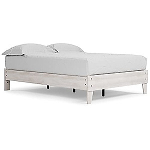 Signature Design by Ashley Shawburn Modern Farmhouse Platform Bed, Queen, Whitewash