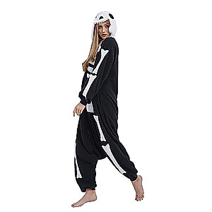 Adult Animal Onesie Pajamas, Men and Women's Skeleton Cosplay Costume Sleepwear, One-Piece Unisex Homewear Medium
