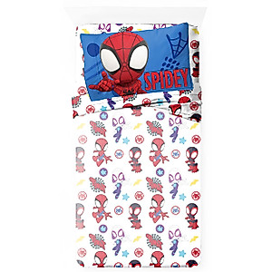 Jay Franco Marvel Spidey and His Amazing Friends Team Spidey Full Size Sheet Set - 4 Piece Set Super Soft and Cozy Kid’s Bedding - Fade Resistant Microfiber Sheets (Official Marvel Product)