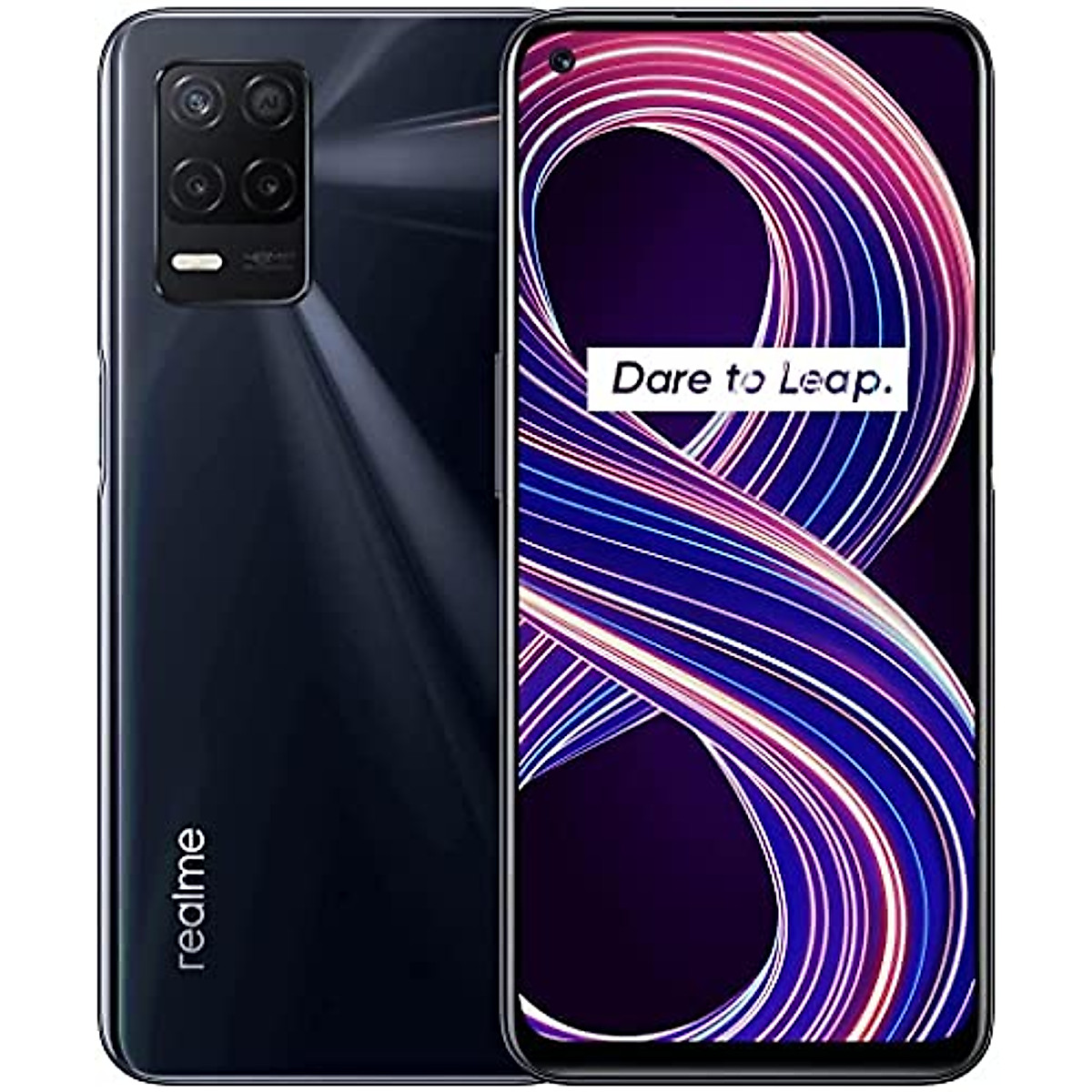realme 8 5G + 4G Volte GSM Unlocked Global USA Latin Europe Octa Core 48MP Triple Camera (NOT Verizon/Boost/CDMA) (Black Supersonic, 128GB+4GB)