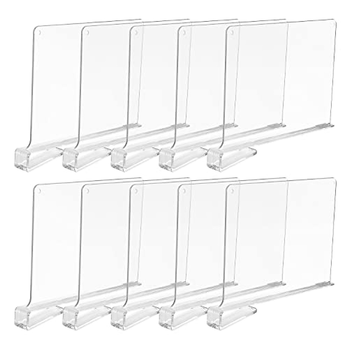 gbayle 10 PCS Acrylic Clear Closet Shelf Divider，Closet Organization for Wooden Shelving Suitable for Vertical Shelves Or Bedroom, Kitchen,Books,Towels and Hats, Purses Separators and Office