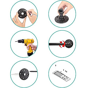 Wall Mounted Wine Rack with Bottle and Glass Storage, 3 Tier Wood Shelves and Cup Holders, Black