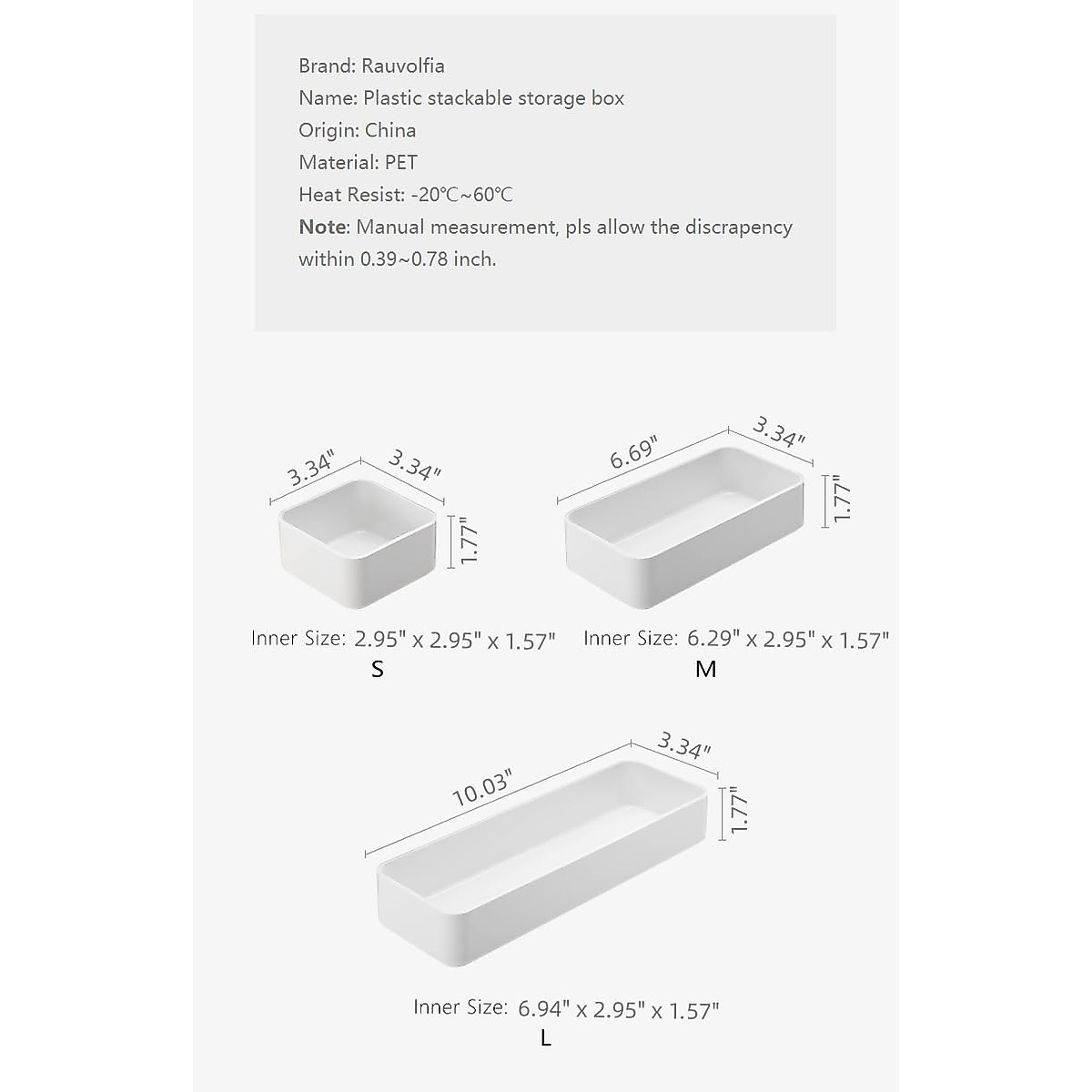 RAUVOLFIA Plastic Drawer Organizer Set, Bathroom Vanity Drawer Organizer Trays Dividers, Versatile Storage Bins for Makeup, Jewelry and Office, Desk, Bathroom, Bedroom, Kitchen (White-6 Pack)
