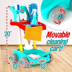 Kids Cleaning Set for Toddlers, Pretend Play Housekeeping Supplies Kit for Boys and Girls Complete with Broom, Mop, Dust Pan, Spray Bottle and More, Little Helper Tools and Montessori Toys