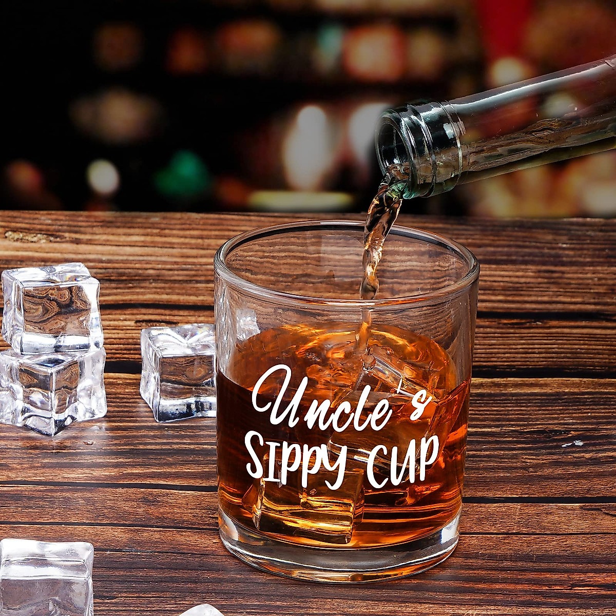 Modwnfy Funny Uncle’s Sippy Cup Whiskey Glass, Uncle Gift Old-Fashioned Glass for Men Uncle on Birthday Christmas Father’s Day, Novelty Uncle Rock Glass from Aunt Nephew Niece, 10 Oz