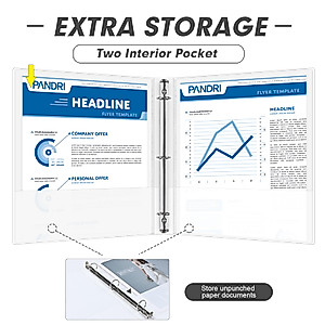 3 Ring Binder 1 Inch, PANDRI 6 Pack 1-Inch Binder Fits Letter Size 8.5'' x 11'' Paper, Versatile Binders for Office Home School, 2 Pockets, White