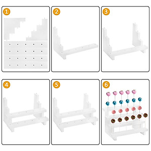 WUWEOT Cake Pop Stand Riser, 22 Holes Wooden Lollipop Holder, 4 Tier White Candy Sucker Display Shelf for Dessert Table of Wedding, Shower, Birthday Party