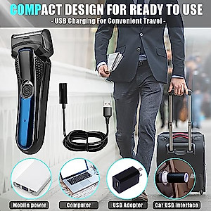 Electric Razor for Men, Waterproof Foil Shaver, Wet Dry Shave, with Beard Trimmer and Body Groomer, Rechargeable, Razors for Men with Pop-up Beard Trimmer Electric Foil Shaver with Beard Trimmer
