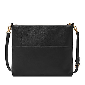 Fossil Women's Fiona Leather Large Crossbody Purse Handbag, Black (Model: ZB7267001)