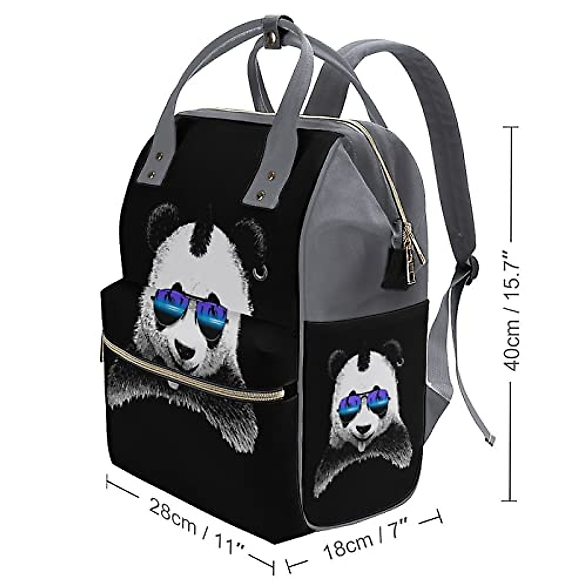 Fashion Panda Diaper Bag Backpack Large Capacity Mommy Bags Multifunction Nappy Bag Travel Back Pack Gray-Style