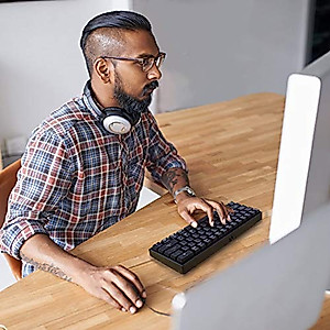 VELOCIFIRE Wireless Bluetooth Mechanical Keyboard, M1 TKL61WS 61-Key 60% Tactile Red Switch Mini Portable Mechanical Keyboard with Ice Blue Backlit, Compatible with Mac OS and Windows OS(Black)