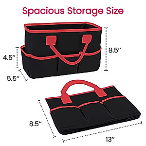 Godery Desktop File Folder Tote and Stock Organize, Fundamentals Art Organizer Storage Craft Tote Bag for Office Desk Organize, Make-up Storage Tote with Handles for Travel or Daily Use, Black