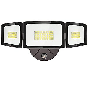 Olafus 55W Flood Lights Dusk to Dawn Outdoor Lighting, IP65 Waterproof LED Security Light with Photocell, 5500LM Dusk Dawn Outside Light, 6500K Brown Exterior Floodlight for Yard Garden Porch Backyard