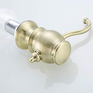 RANDOM Brushed Gold Solid Brass Soap Dispenser for Kitchen Sink, Refill from The Top, Built in Design for CounterTop with Large Liquid Soap Bottle. (Brushed Gold)