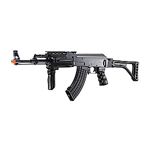 Realstic DE Airsoft AK-47 AEG Rifle Side Folding Stock with Battery & Charger, Black