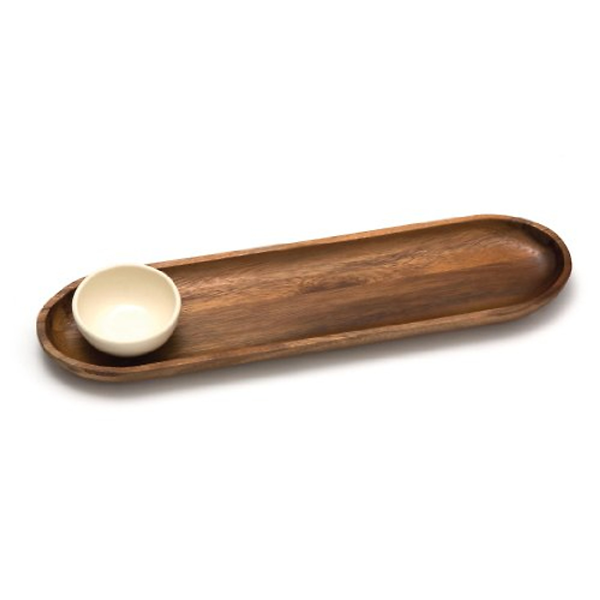 Lipper International Acacia Wood Bread Cutting and Serving Board with Ceramic Dipping Bowl