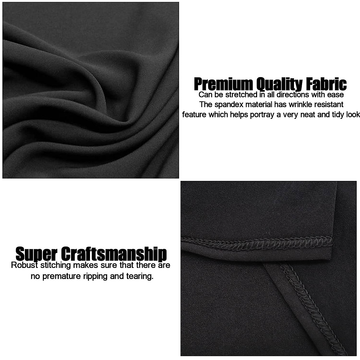 SUNTQ Fitted Table Covers-2 Pack 6ft Black ,for Table Universal Fitted Stretch Tablecloth for Party, Banquet, Wedding and Events