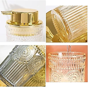 Glass Foam Soap Dispenser, Portable Press Soap Bottle, Refillable Foaming Pump Bottle with Gold Pump, Foam Hand Soap Dispenser for Bathroom Kitchen, Modern Home Bathroom Decor