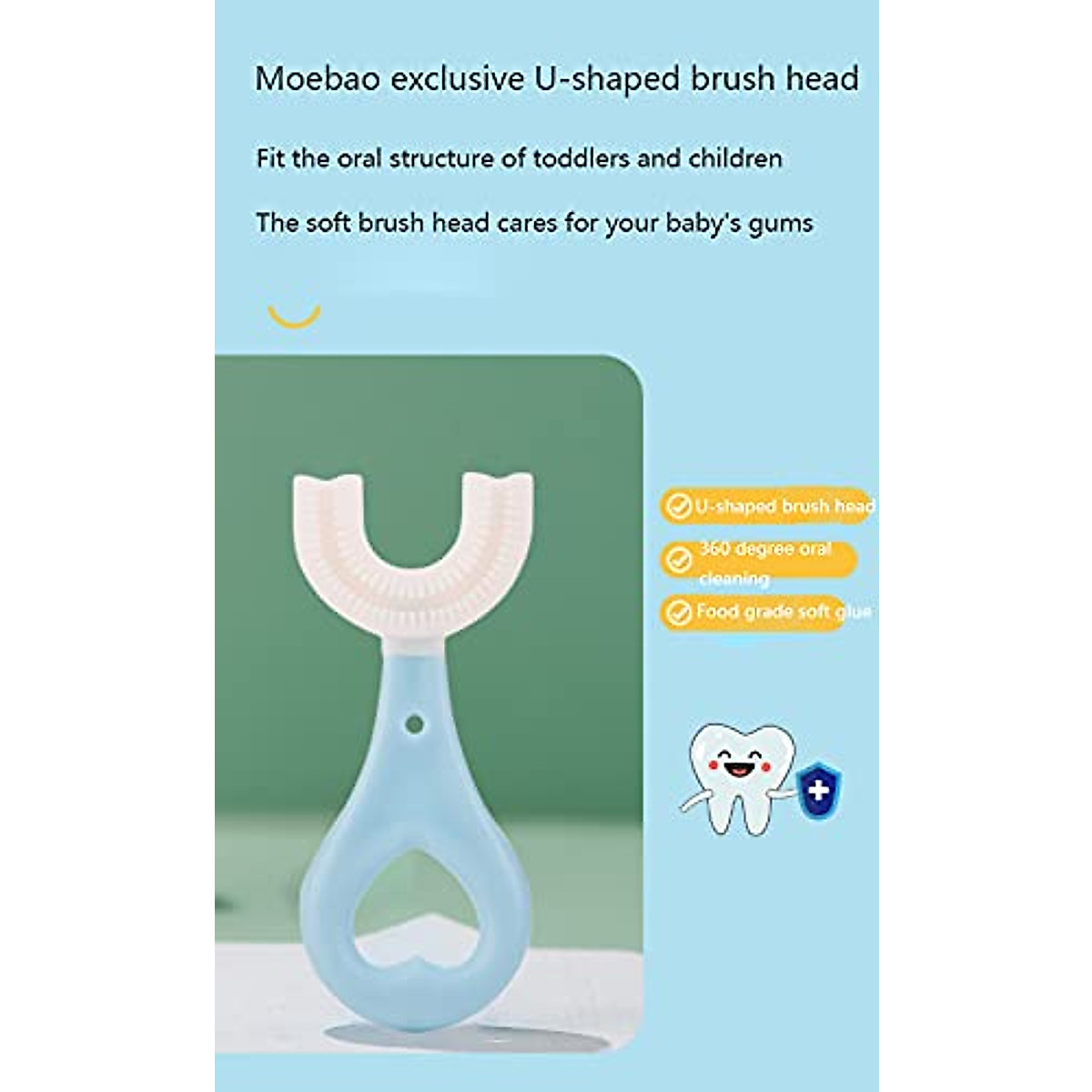ZPC 2 Pieces of Children's toothbrushes Full Round Children's U-Shaped Toothbrush 360° Oral Cleaning Design for Toddlers and Children Soft Manual Training Toothbrush for 2-6 Years Old Children