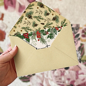 Artoid Mode 24 Pack Merry Christmas Thank You Cards Plant Holly Greeting Cards Gift With Envelope Sticker Blank Note Cards for Birthday Wedding Baby Shower Bridal Shower, 4 x 6 Inch