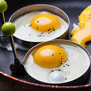 MAGICLULU 10pcs Heart Shape Stainless Steel Frying Molds for Breakfast Cooking for Pancakes and Creative Shapes Kitchen Accessories