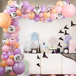 Halloween Balloon Arch Garland Kit, 122Pcs Pink Purple Ghost Halloween Balloons Arch with Wall Stickers Halloween Decorations for Halloween Baby Shower Decorations Halloween Day Decorations