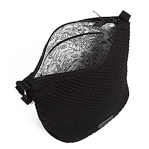 Vera Bradley Women's Microfiber Bucket Crossbody Purse, Classic Black, One Size