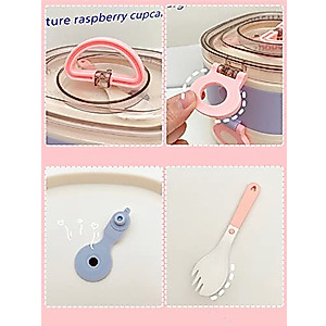 Paidideng Kawaii Bento Box Bento Lunch Box with Lunch Bag,Tableware,Biscuit bags,2 Layers Stacked Leakproof Cute Lunch Box,for Travel,Office,Gym. (purple)