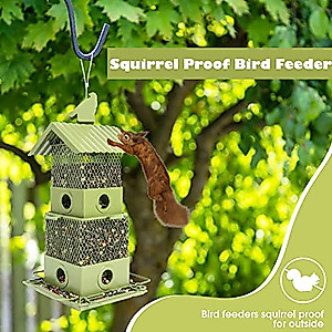 Metal Bird Feeder for Outside,6.2 lbs Large Capacity for Outside Hanging Bird Feeder for Wild Birds Chew-Proof and Water Resistant Wild Bird feeders for Cardinal, Finch, Chickadee, Blue Jay(Green)