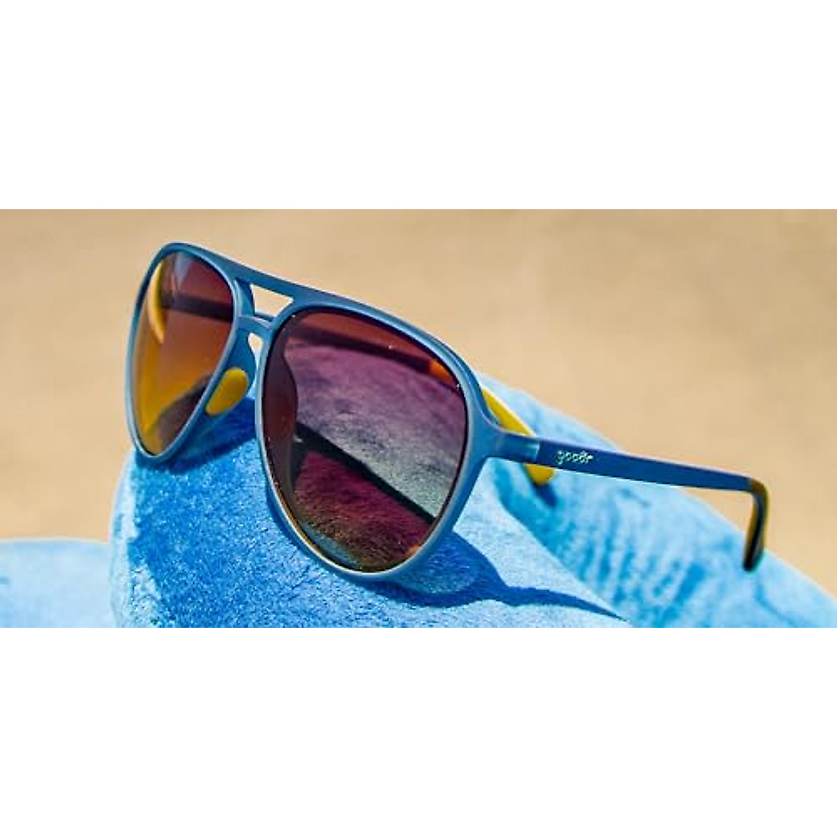 Goodr Frequent Skymall Shoppers Blue Aviator Running Sunglasses, Glare Reducing Blue Polarized Gradient Lenses, UV400 Protection Block, Frame Constructed to Eliminate Slip & Bounce, Large