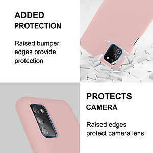NUIMADL Galaxy A03S Case 6.5 inch, Soft Liquid Silicone Protective and Anti-Scratch Microfiber Lining Shockproof Compatible with A03S Cover (Pink)