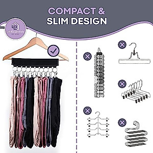 LokiEssentials Legging Organizer for Clothes & Closet Organization, Space Saving Hangers for Pants & Leggings, Small Coat Closet Storage with Clips, Foldable & Collapsible Legging Organization 2-Pack
