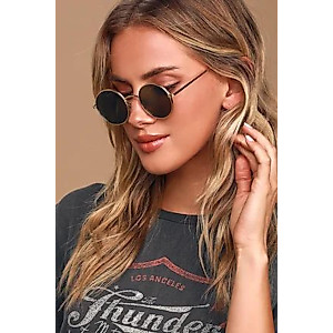 JUDOO Oval Sunglasses for Women Men Vintage 90s Metal Frame Black Glasses