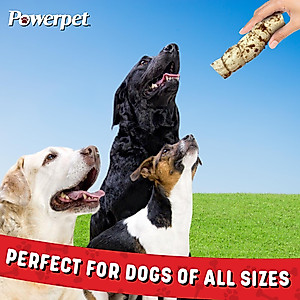 Powerpet Treats Bully Beef Cheek Rolls for Dogs - 100% Natural & Highly Digestible - High Protein, Low Fat - No Rawhide - Soft & Thick Chew Treat - Good Dental Hygiene - Bully Sprinkled Flavor - 3pc