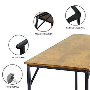 HCY Computer Desk 47 Writing Desk Home Office Study Workstation Modern PC Laptop Sturdy Simple Gaming Desk with Metal Frame（Brown） 47x24x29