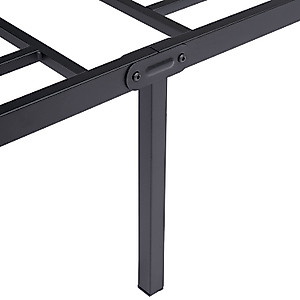 VECELO Twin Size Bed Frames Metal Platform with Wood Headboard, Heavy Duty Steel Slats Support/Easy Assemble,Dark Brown