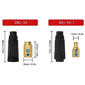 1 Set Welding Cable Connector, 250A Dinse35 Quick Disconnects, Welder Wire Extension Plug Socket for 25-35mm² (2-3AWG) Cable