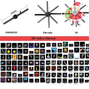 3D Hologram Fan, Hologram Fan WiFi with 224 LED Lights - 16.5-inch Animated Holographic Display for Business Stores, Shops, Holidays & Events