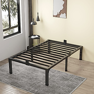 MAF 12 Inch Twin Bed Frames with Mattress Slide Stopper Black Heavy Duty Metal Platform Bed Frame Steel Slat Support, No Box Spring Needed, Noise Free, Easy Assembly