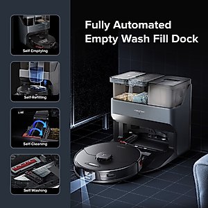 roborock S7 MaxV Ultra Robot Vacuum and Mop, Auto Mop Washing with Empty Wash Fill Dock, Self-Emptying, Self-Refilling, ReactiveAI 2.0 Obstacle Avoidance, 5100Pa Suction, Works with Alexa (Renewed)