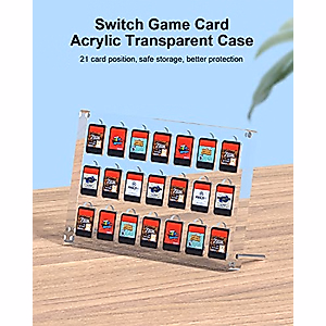 Hagibis Game Card Case for Nintendo Switch, 21 Cartridge Slots Holder Protective Shockproof Display Cabinet, Transparent Acrylic Game Storage Box for Switch NS NX (21 Slots)