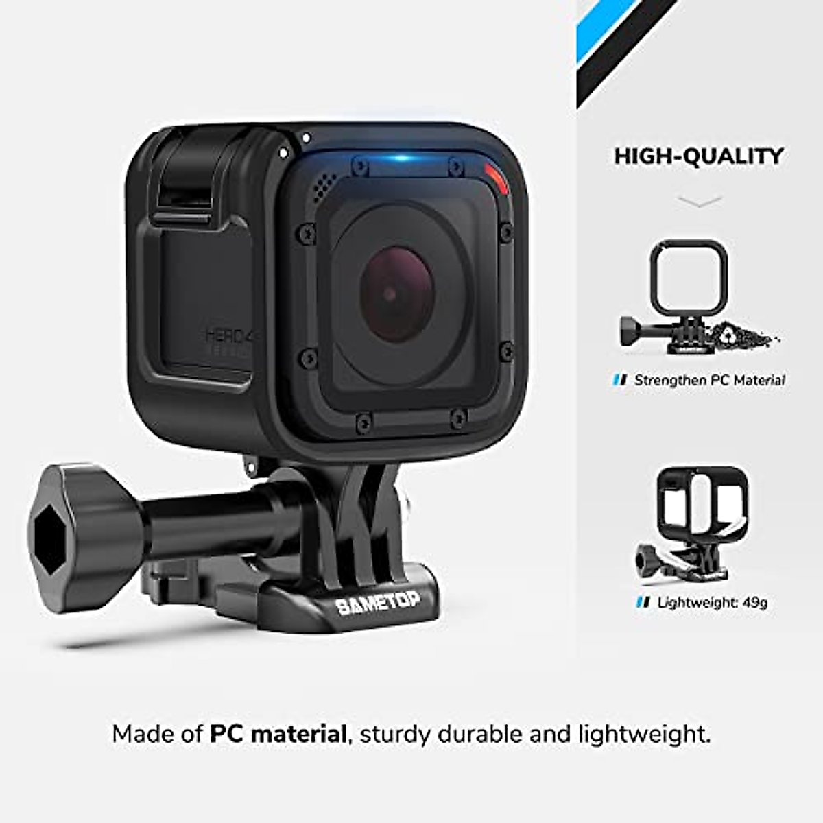 Sametop Frame Mount Housing Case Compatible with GoPro Hero 5 Session, Hero 4 Session, Hero Session Cameras