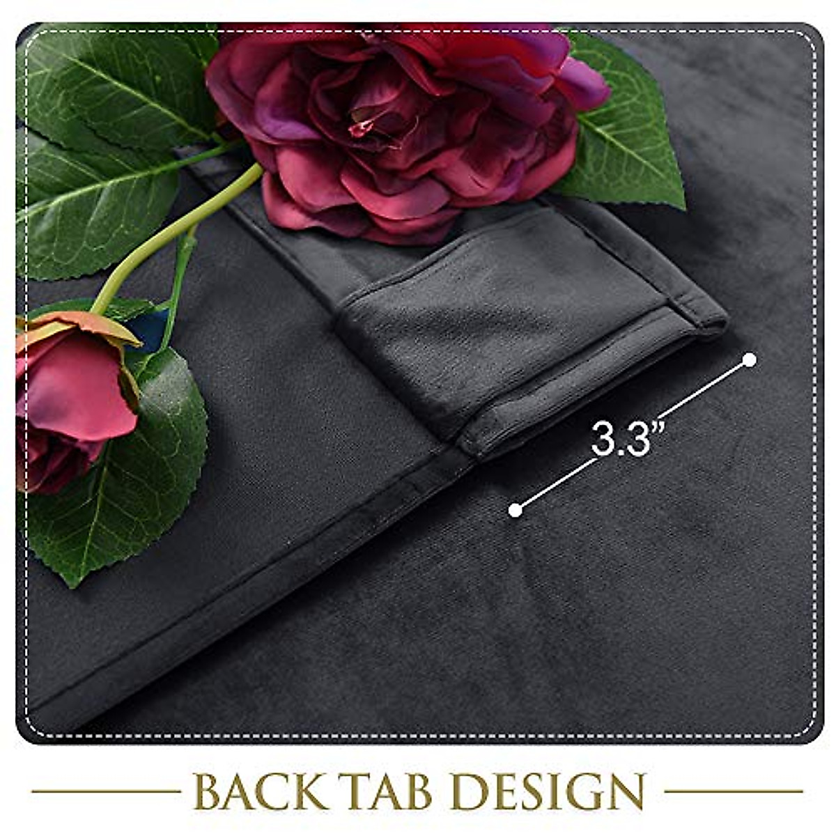 StangH Grey Velvet Curtains 96 inches - Thick Plush Velvet Blackout Drapes, Back Tab Design Insulated Window Covering for Living Room/French Door, W52 x L96, 2 Panels